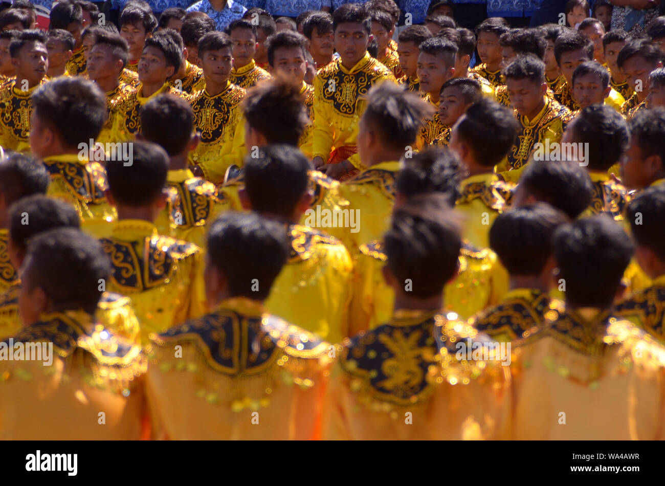 Dancers perform a traditional Acehnese dance at the Persada field in ...