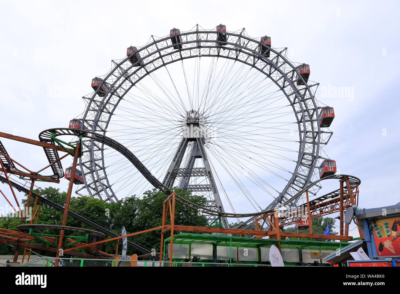 The historic giant wheel of vienna at prater entertainment park hi-res ...