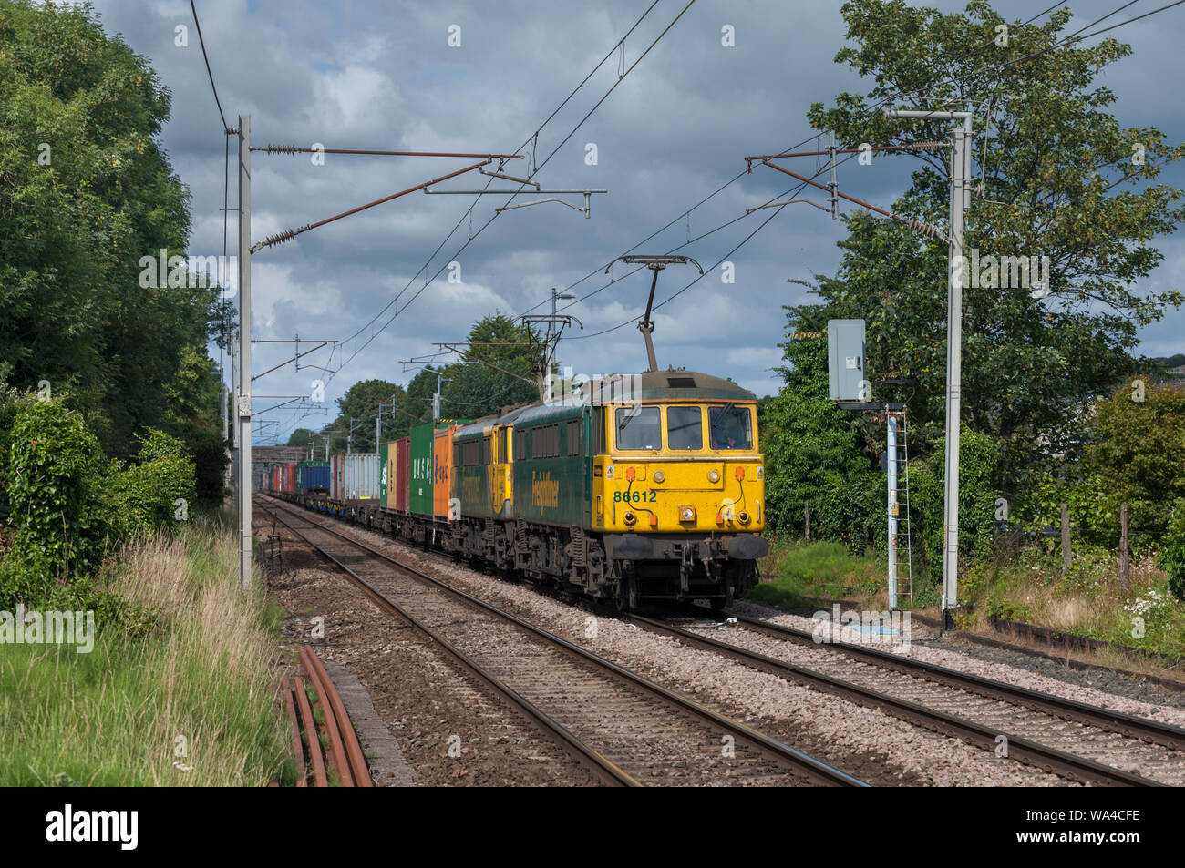 2 Freightliner class 86 electric locomotives with an intermodal ...