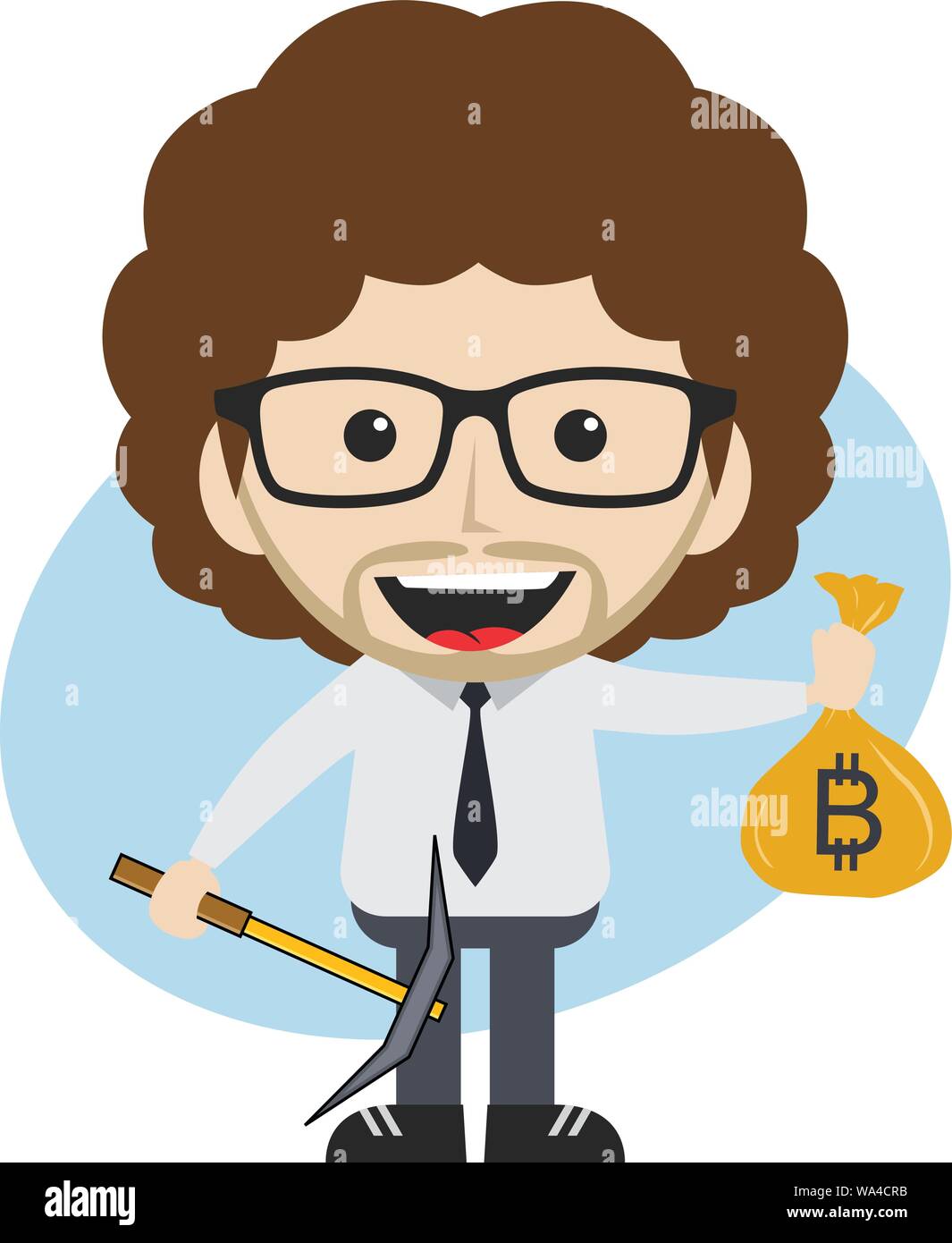 bitcoin crypto currency theme cartoon gentleman male man miner boy ...