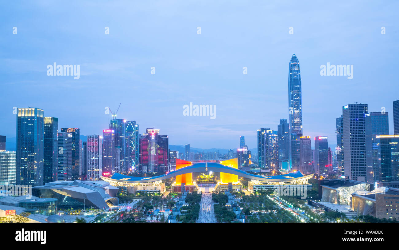 Shenzhen futian central district at night Stock Photo - Alamy