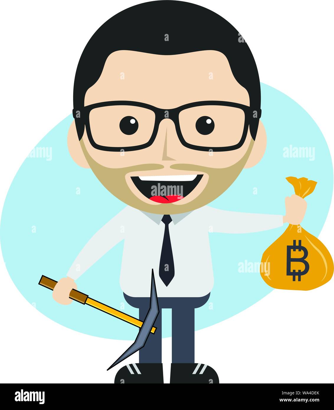 bitcoin crypto currency theme cartoon gentleman male man miner boy ...