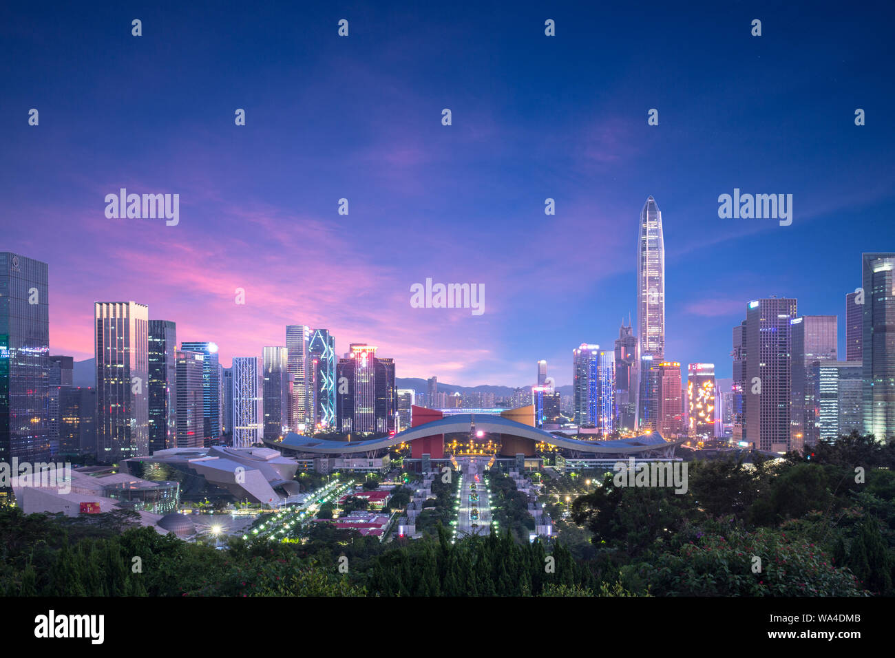 Shenzhen futian central district at night Stock Photo - Alamy