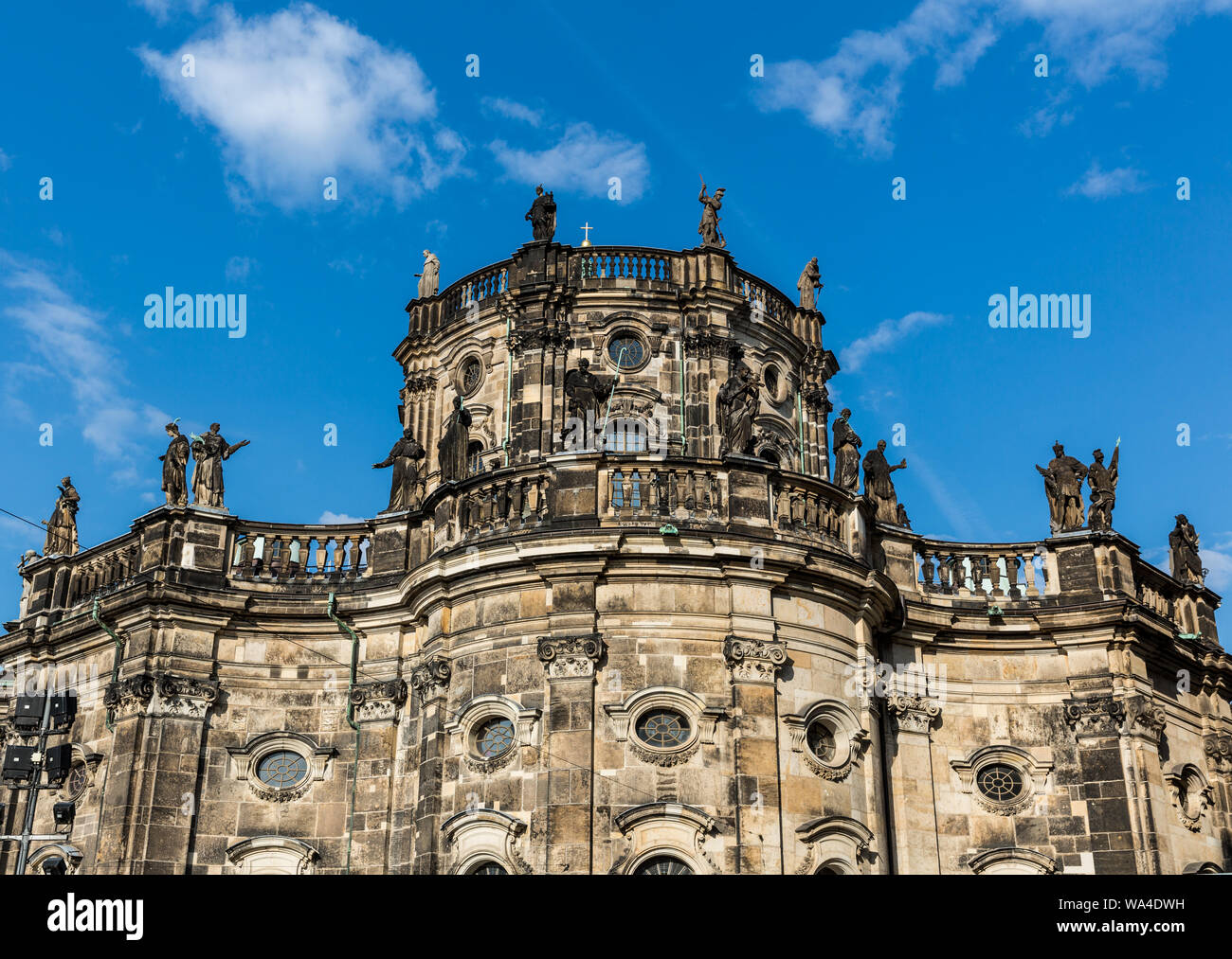 Facade of an ancient European castle with statues Stock Photo - Alamy