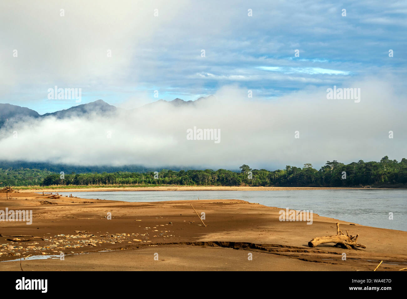 Green rainforest mountains in clouds, Amazon river basin at magical ...