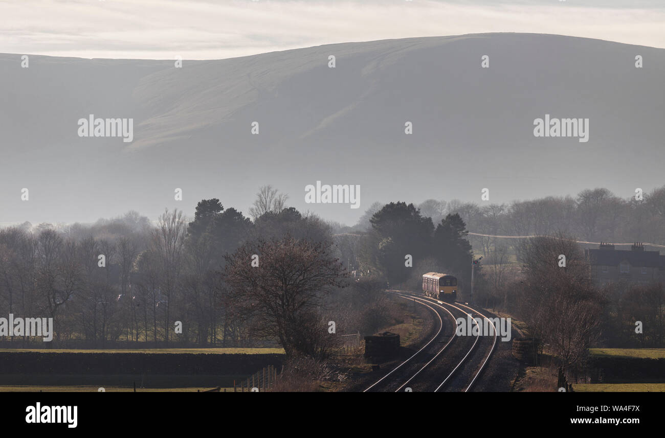 Arriva Northern rail class 150 sprinter train passing Edale Derbyshire ...