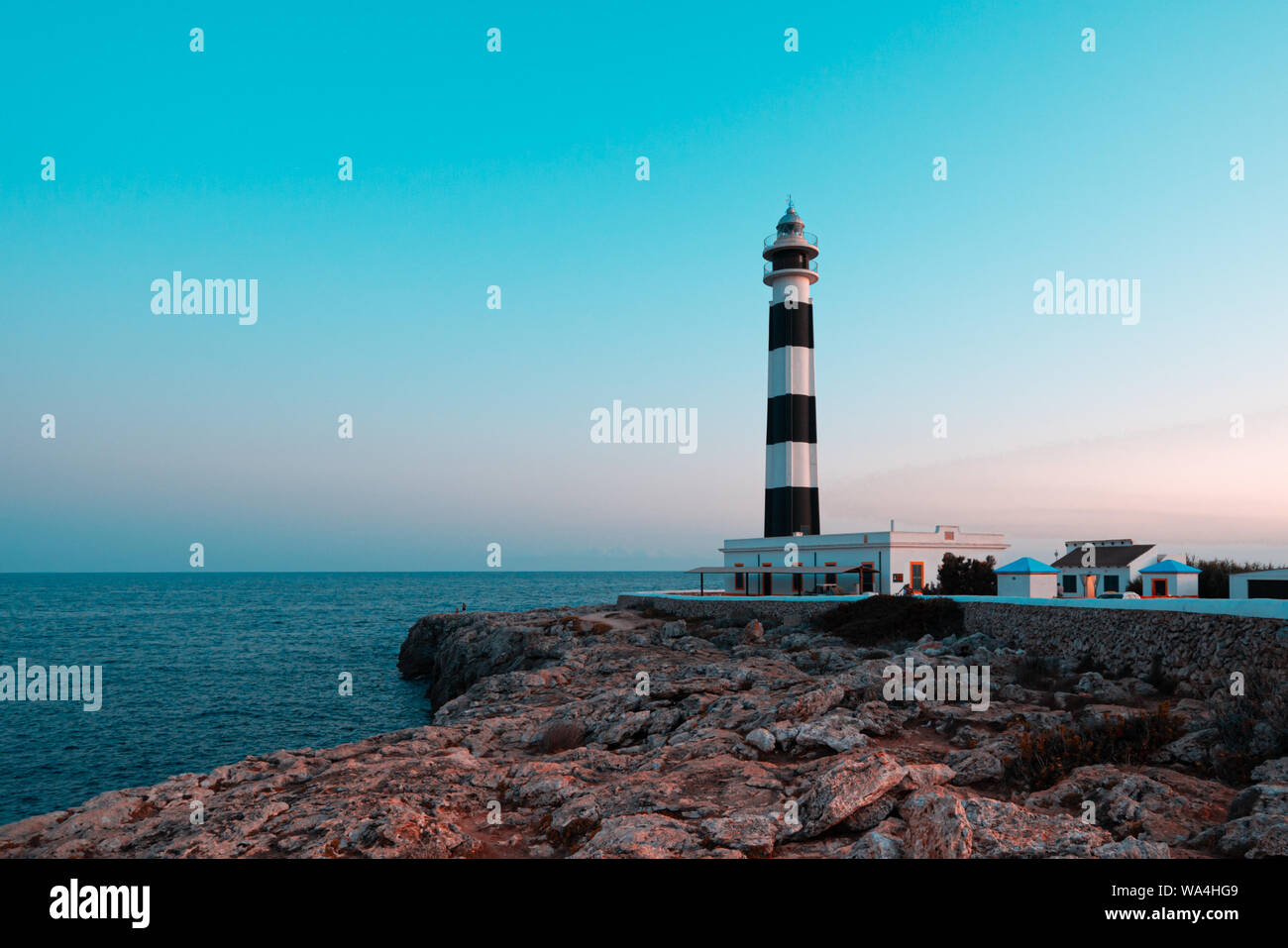 The Cap Artrutx Lighthouse on the Spanish mediterranean island of ...