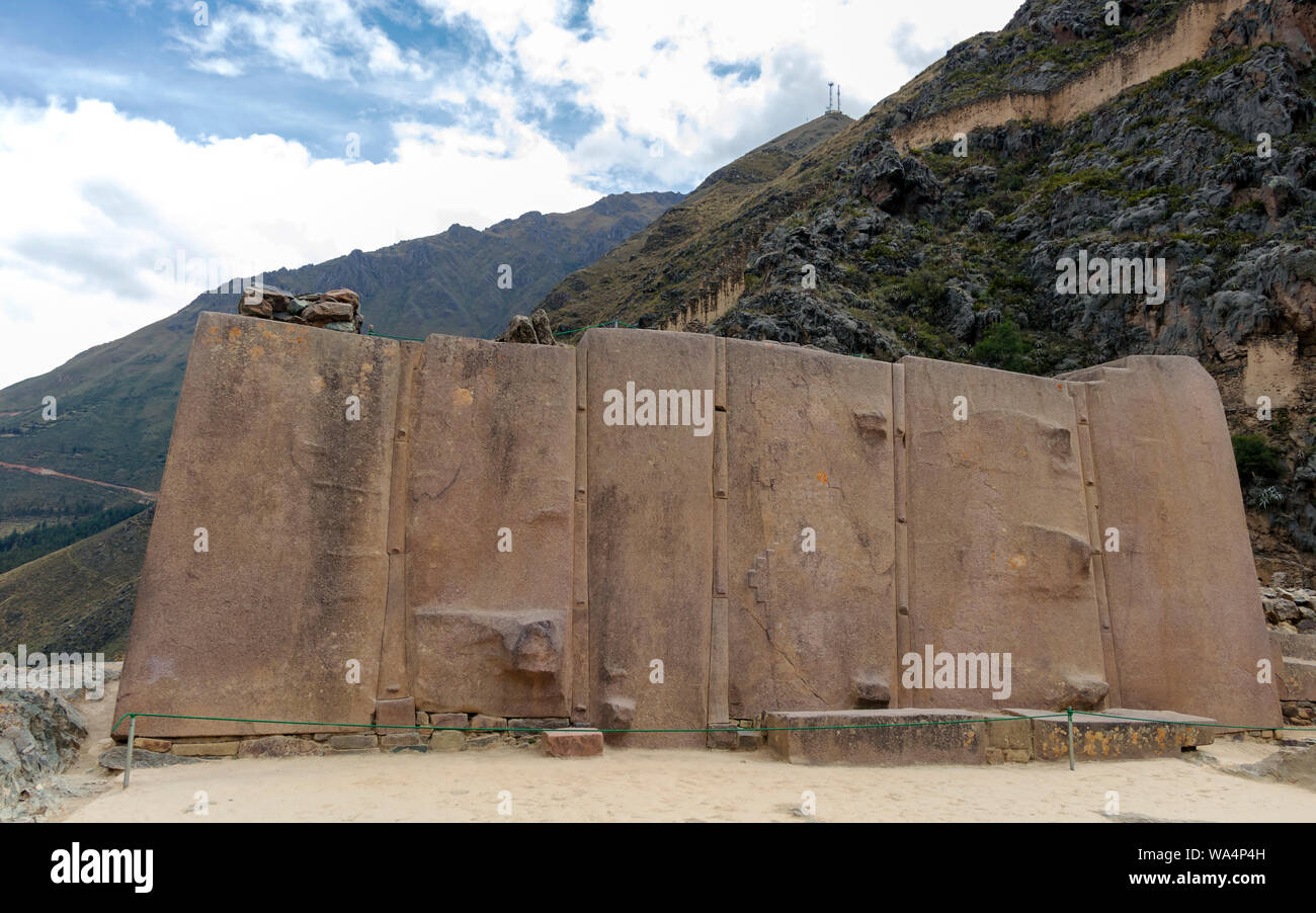 Monolith sacred stone at Ollantaytambo archaeological site in the ...