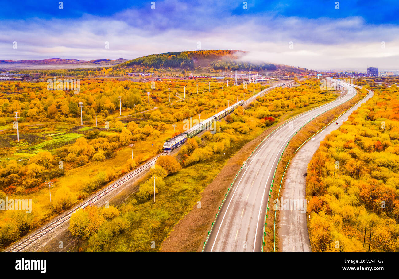 Root river city of Inner Mongolia highway Stock Photo - Alamy