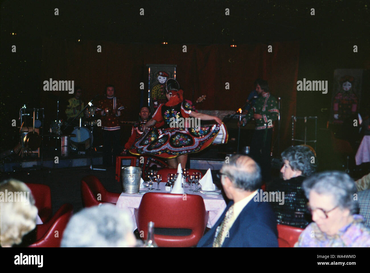 Russian band playing to tourists in hotel lounge in Russia in late ...