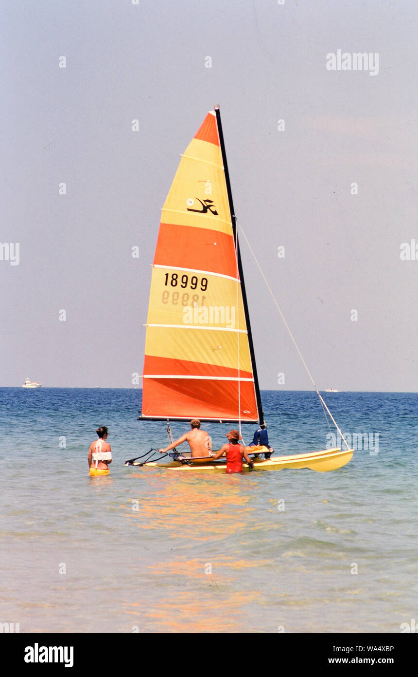 People having fun sailing 1977 Florida coast Stock Photo - Alamy
