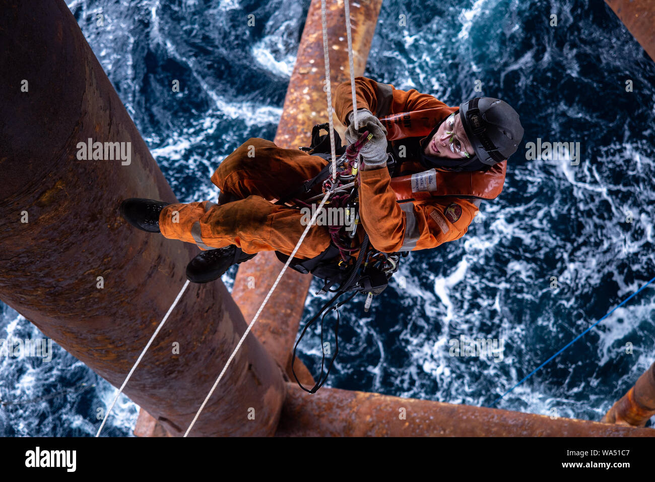 working at height above the sea in the oil and gas industry Stock Photo ...
