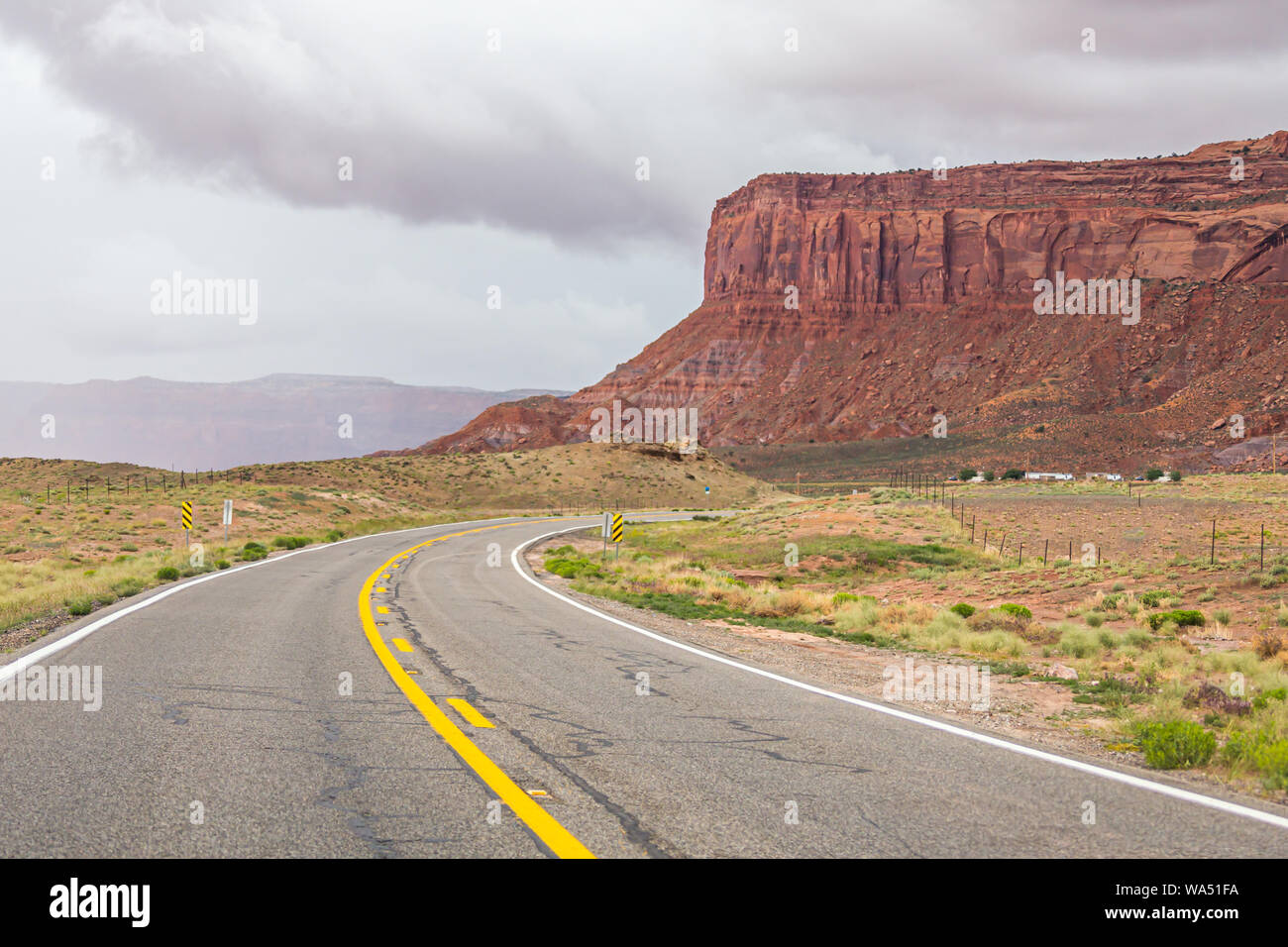 View of Monument Valley on the Highway in Navajo Nation Reservation in ...