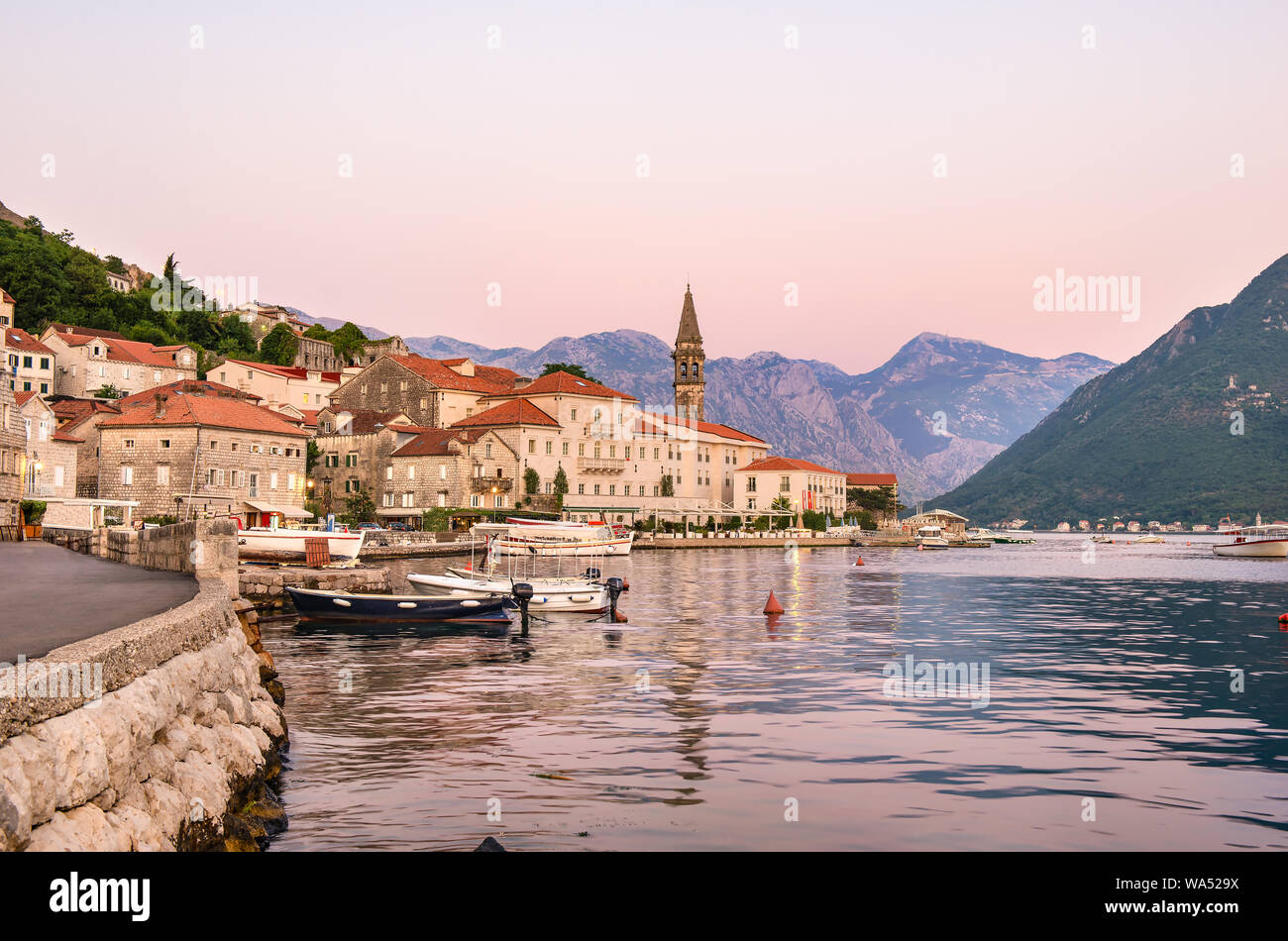 Sunset view perast town hi-res stock photography and images - Alamy