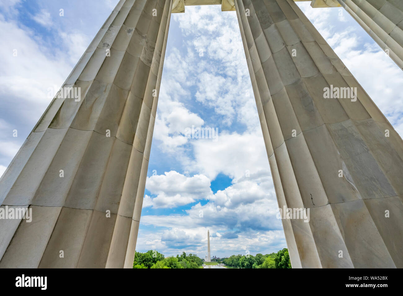 Tall White Columns Washington Monument Capitol Hill Lincoln Memorial ...