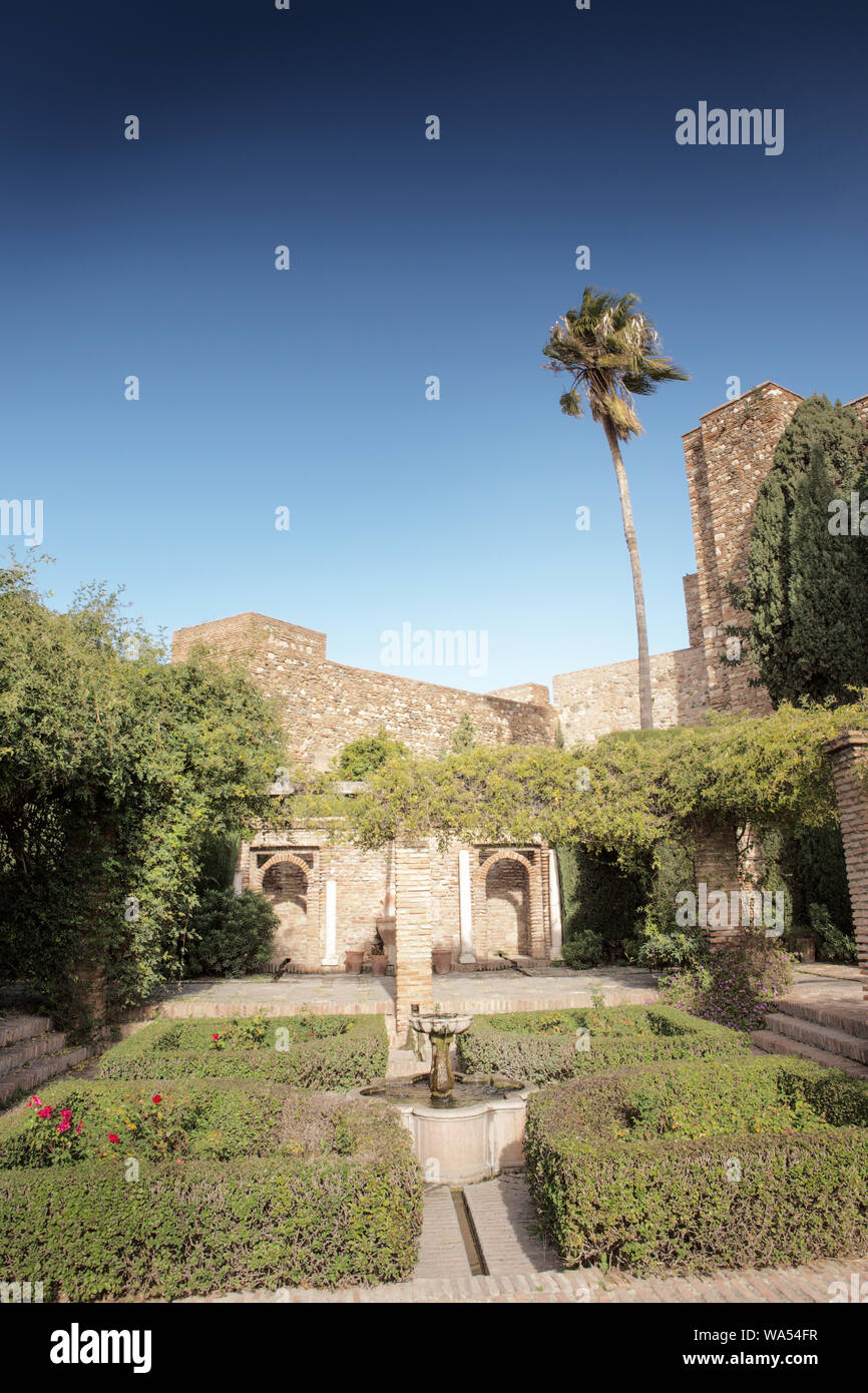 Architecture inside the palace fortress alcazaba in malaga spain Stock ...
