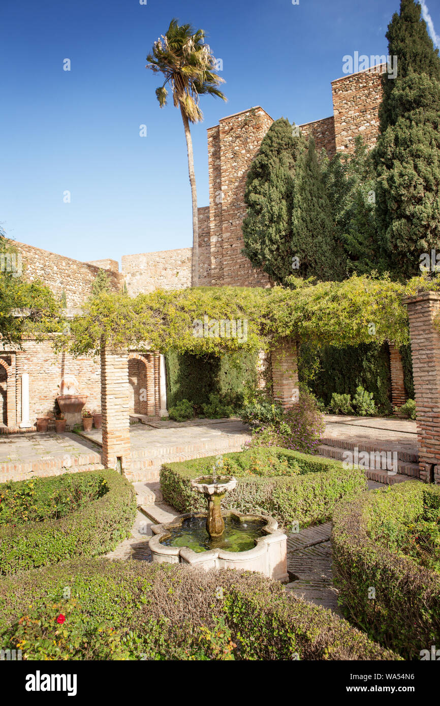 Architecture inside the palace fortress alcazaba in malaga spain Stock ...