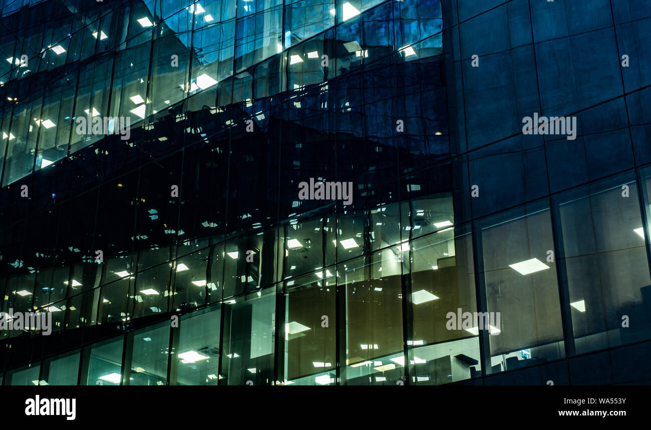 lights reflection on modern windows building Stock Photo - Alamy