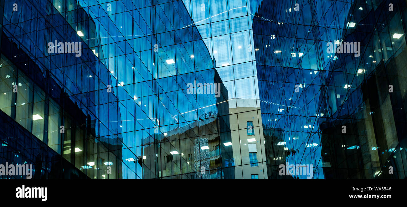 lights reflection on modern windows building Stock Photo - Alamy