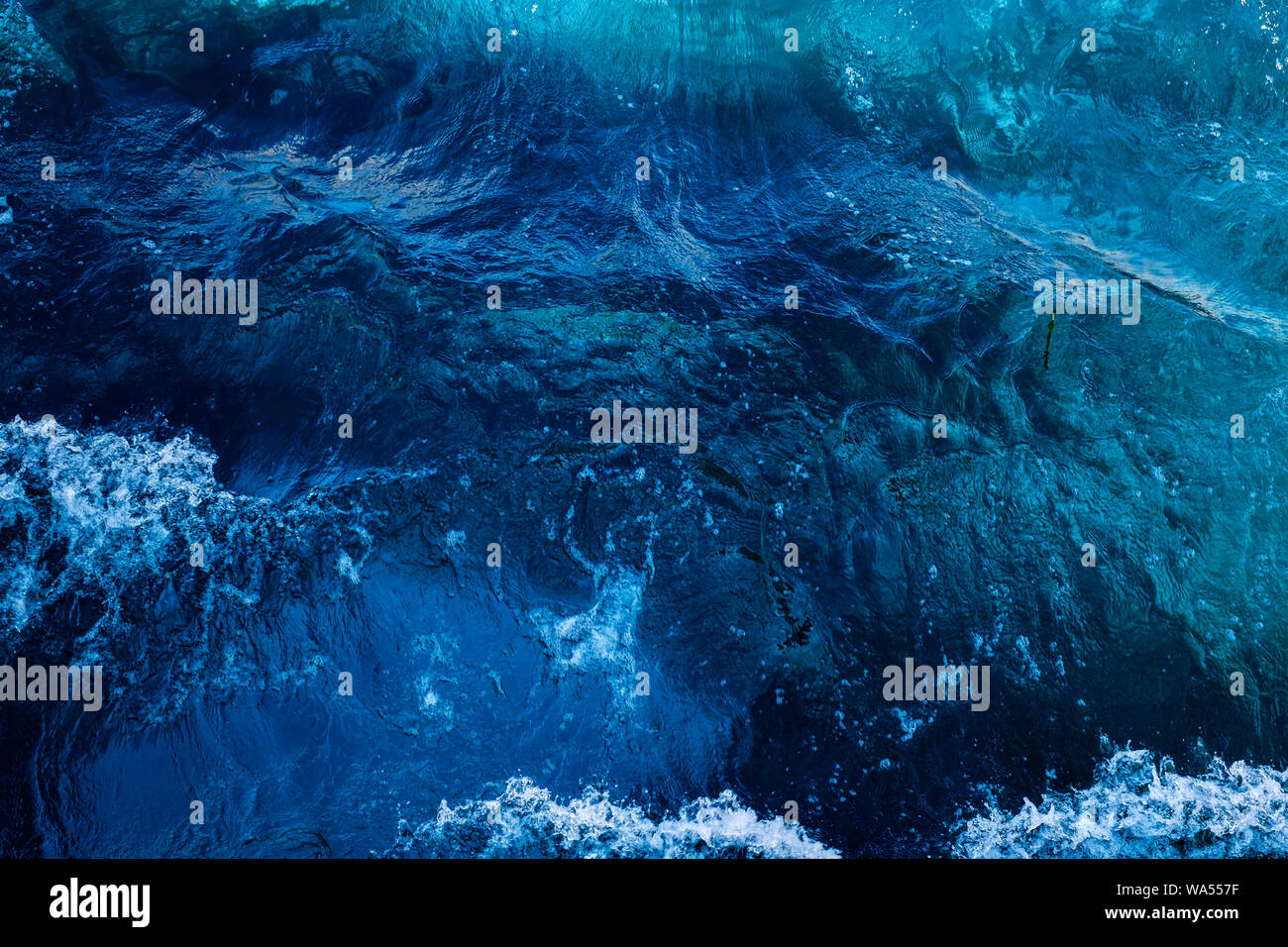 Seething Mediterranean sea water, top view in the open sea Stock Photo ...