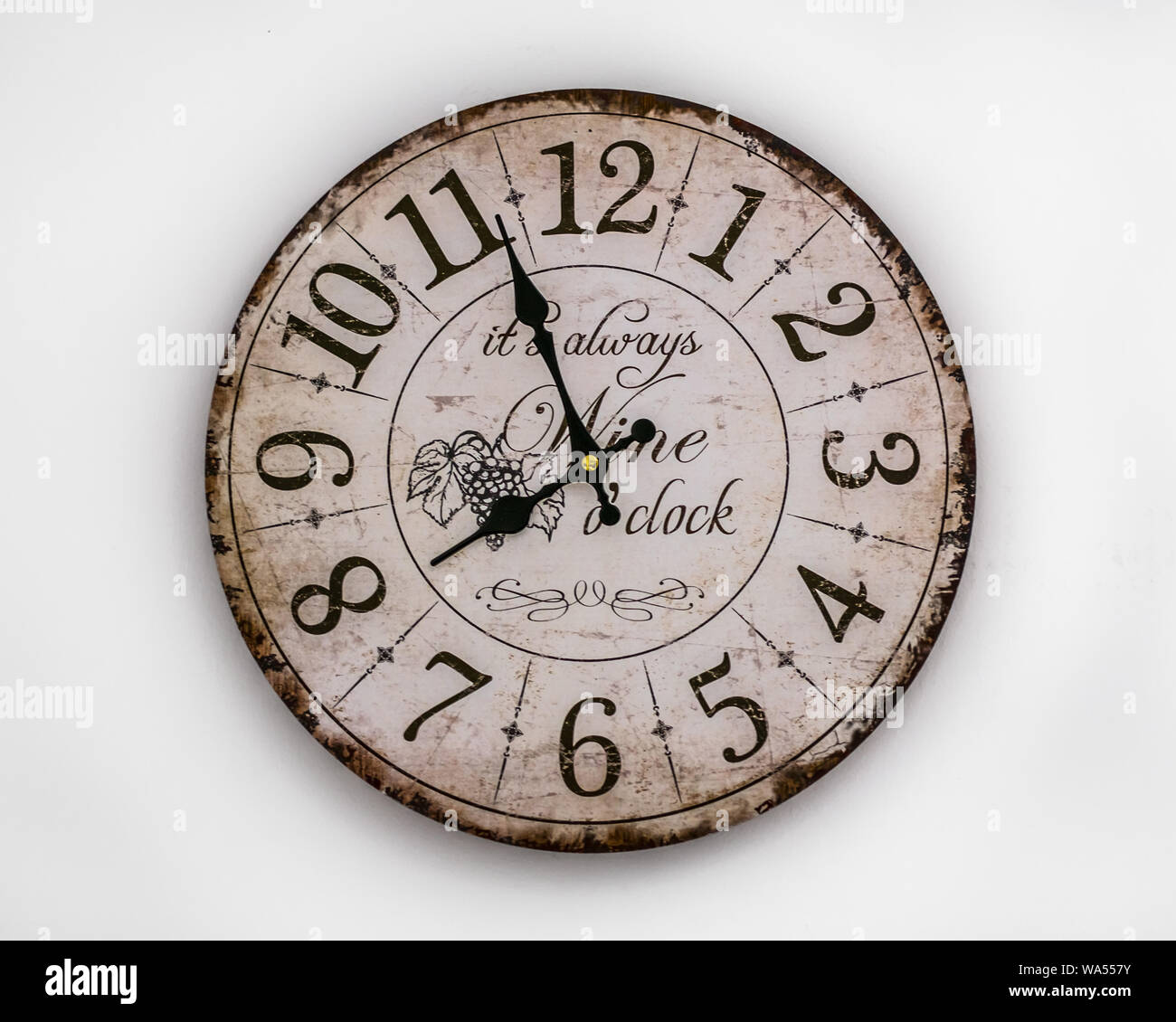 old wall clock on white background Stock Photo - Alamy