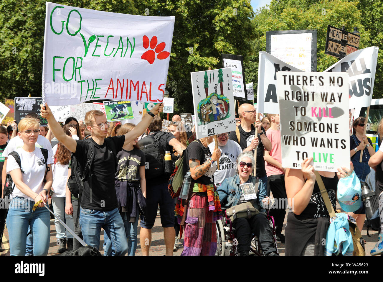 London, UK. 17th August 2019. Protestors at the Official Animal Rights ...