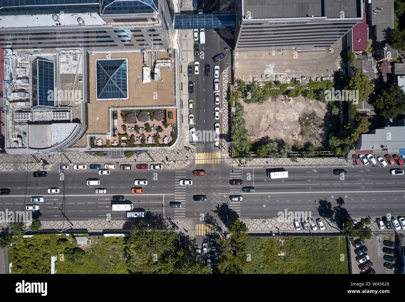 top view of the busy intersection with cars Stock Photo - Alamy