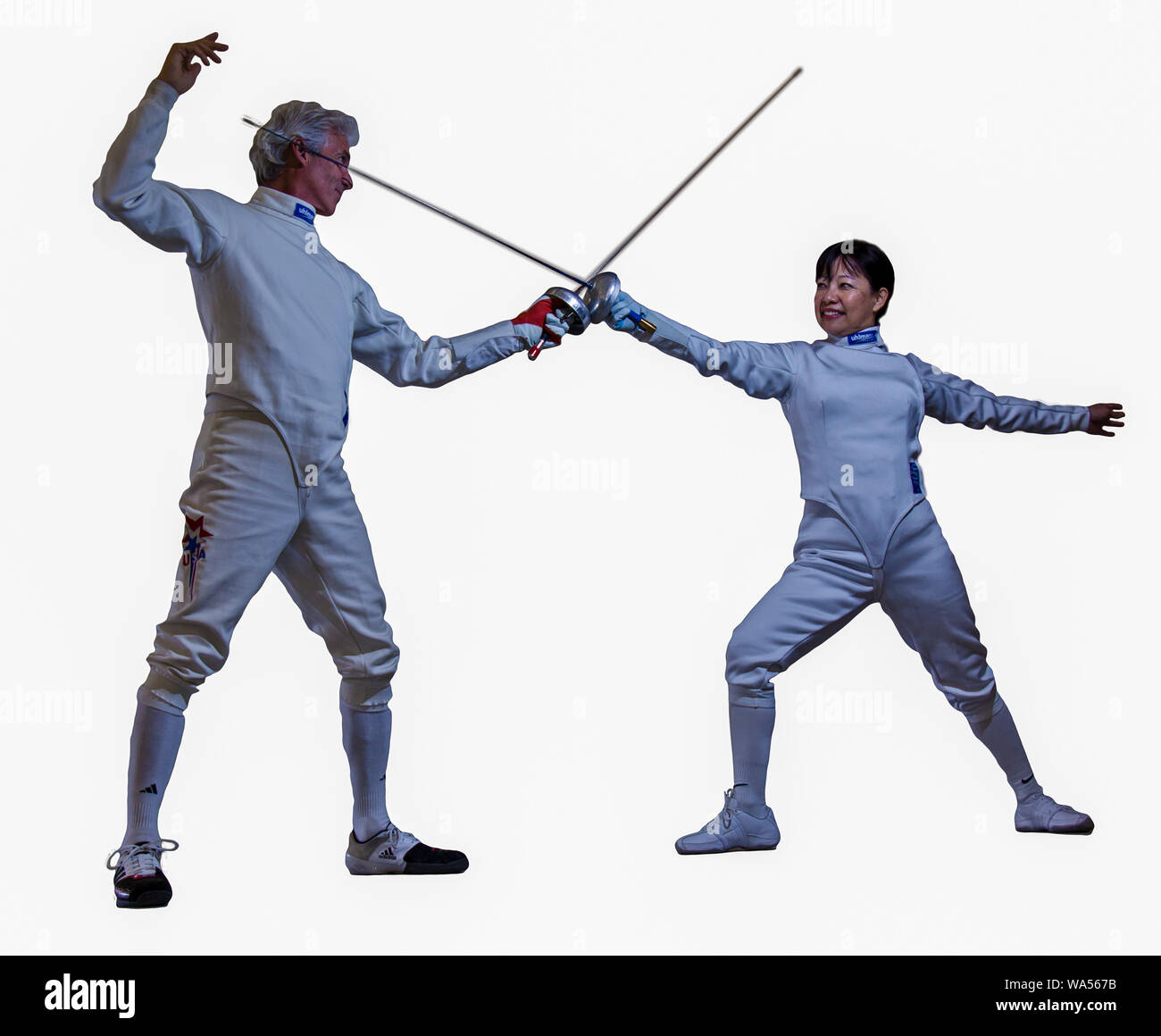 Fencers fencing Cut Out Stock Images & Pictures - Alamy