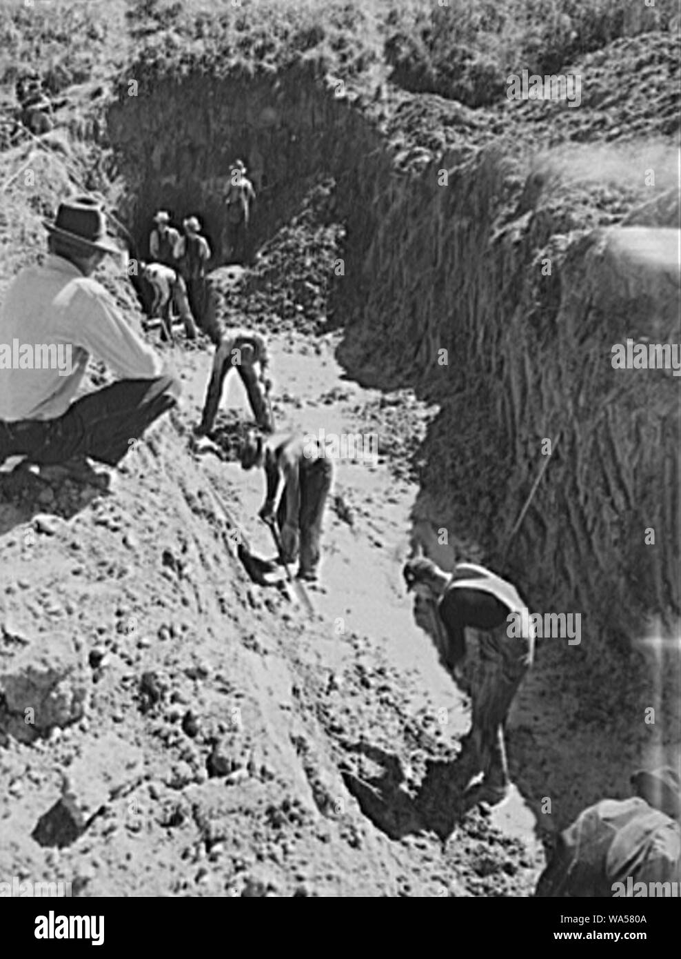 Digging Bich Inch pipeline by hand Stock Photo - Alamy