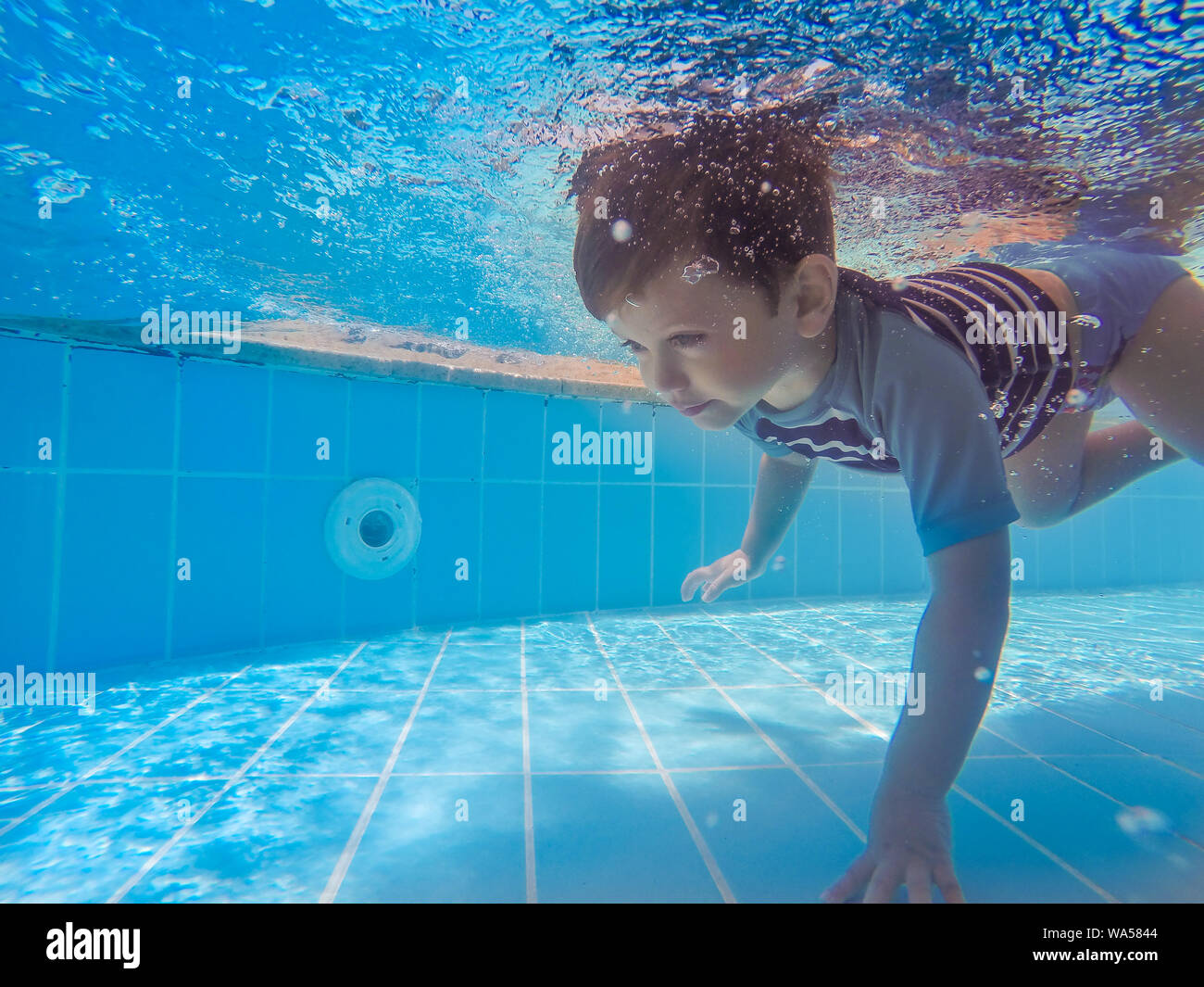 Toddler diving in pool Stock Photo - Alamy