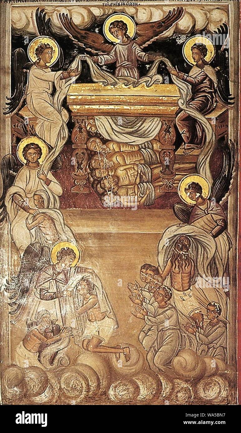 Dionysiou monastery - Apocalypse 04 Souls receving white robes Stock ...