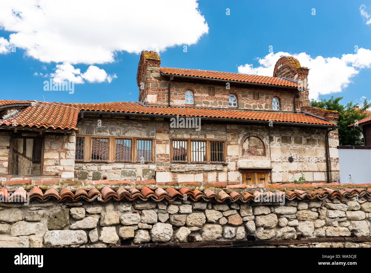 Nessebar, Bulgaria July 15, 2019.Historic buildings in the ancient city ...