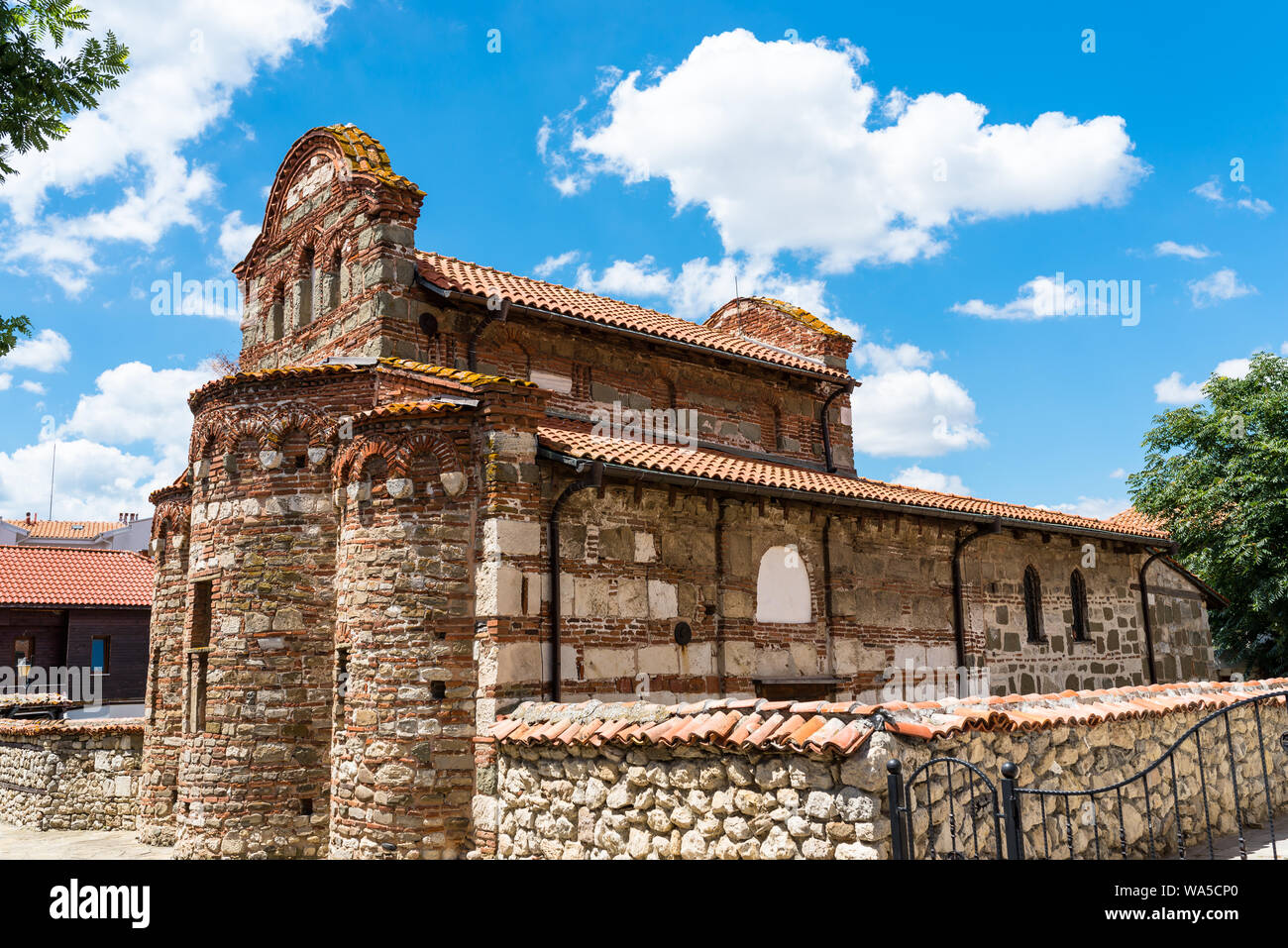 Nessebar, Bulgaria July 15, 2019.Historic buildings in the ancient city ...