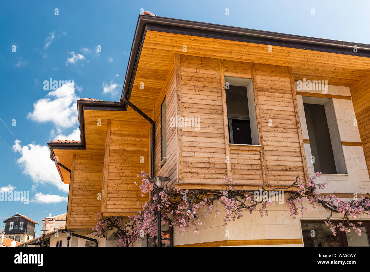 Nessebar, Bulgaria July 15, 2019.Historic buildings in the ancient city ...