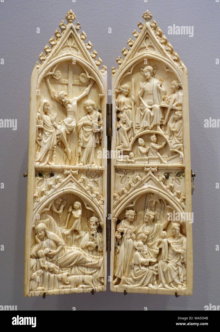 Diptych with Four Scenes from the Life of Christ, artist unknown, France, 14th century, ivory ...