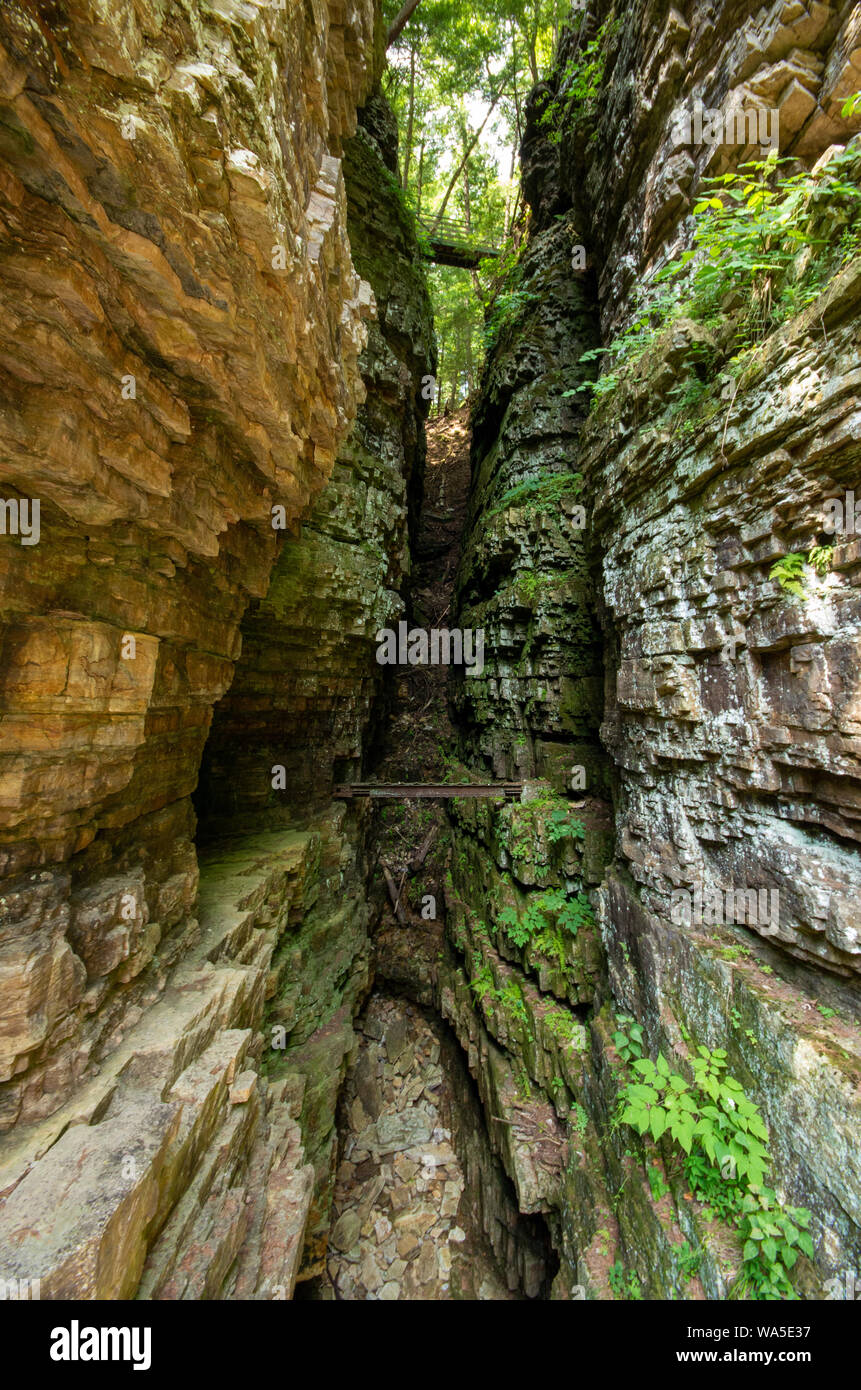 Rock ledges along the river at AuSable Chasm NY Stock Photo - Alamy