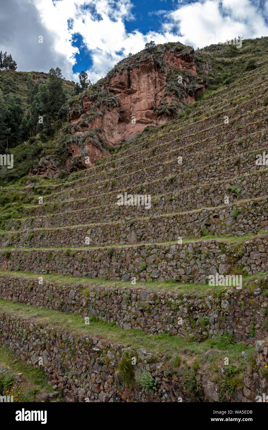 Inka ruins with Andens, platforms, a stair-step like agricultural ...