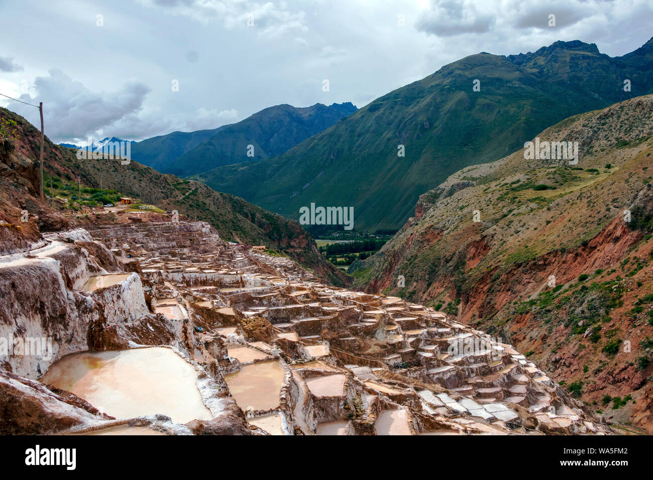 Salina de Maras, the traditional inca salt field in Maras near Cuzco in ...