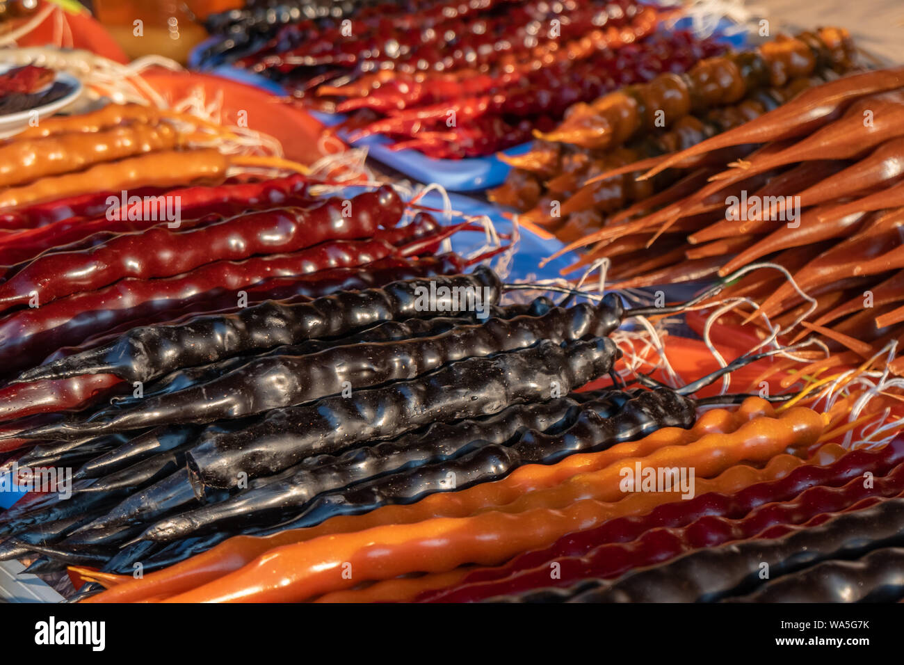 Churchkhela at the street market. Churchkhela georgian national food ...