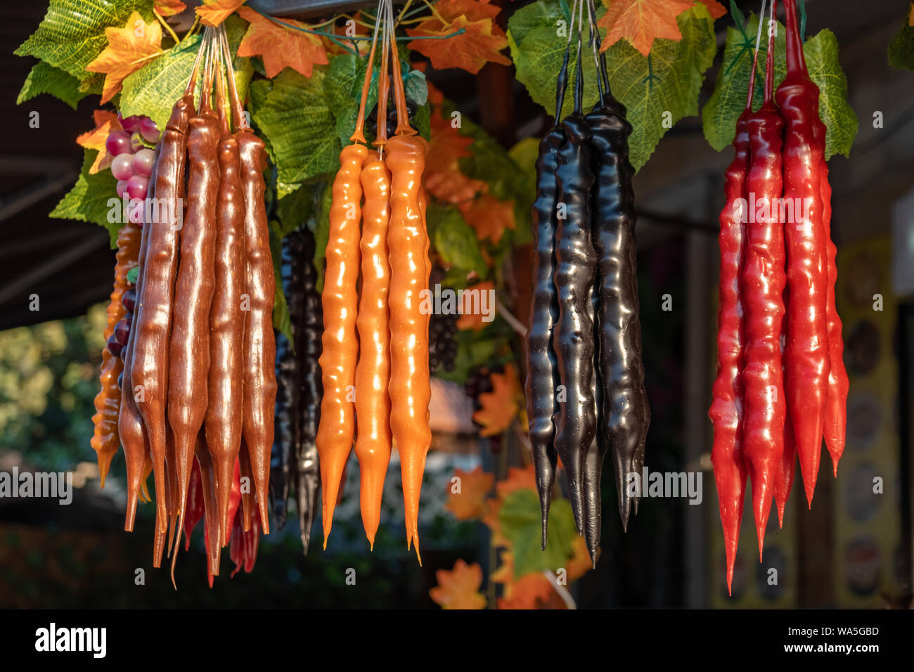 Churchkhela at the street market. Churchkhela georgian national food ...