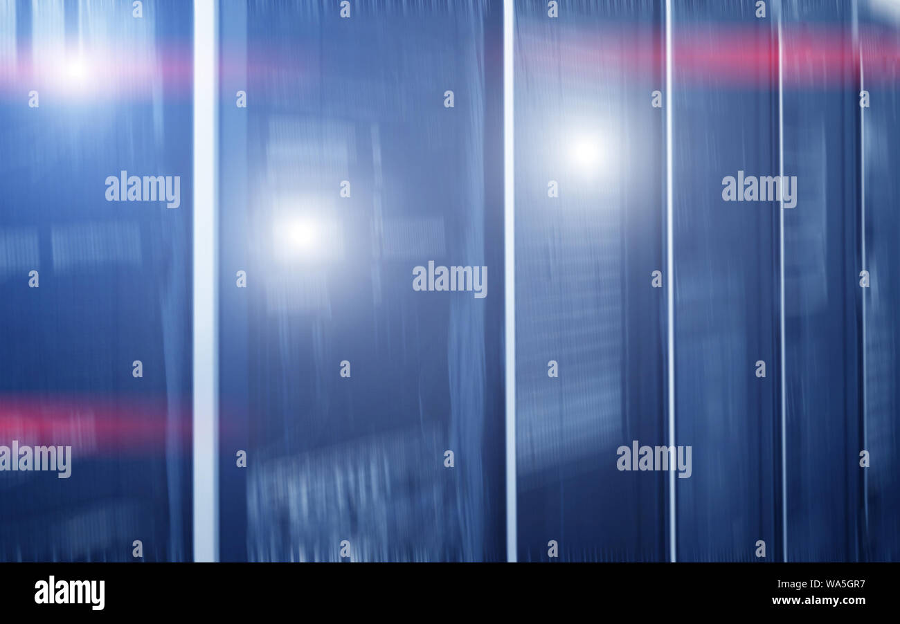 Row of server racks. Supercomputer modern datacenter Stock Photo - Alamy