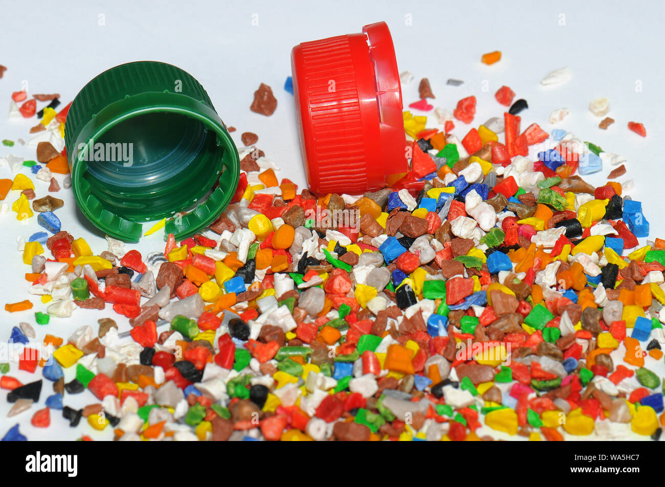 coloured plastic regrind in lab Stock Photo - Alamy