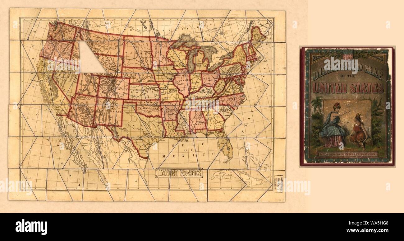 Dissected map of the United States Stock Photo - Alamy