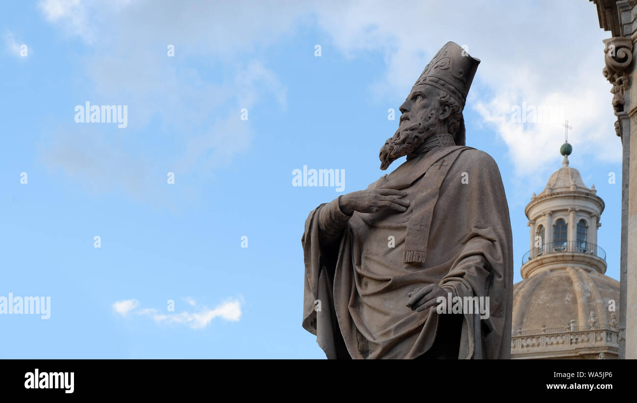 The statue of St. Jacob in front of Basilica di Sant'Agata Stock Photo ...