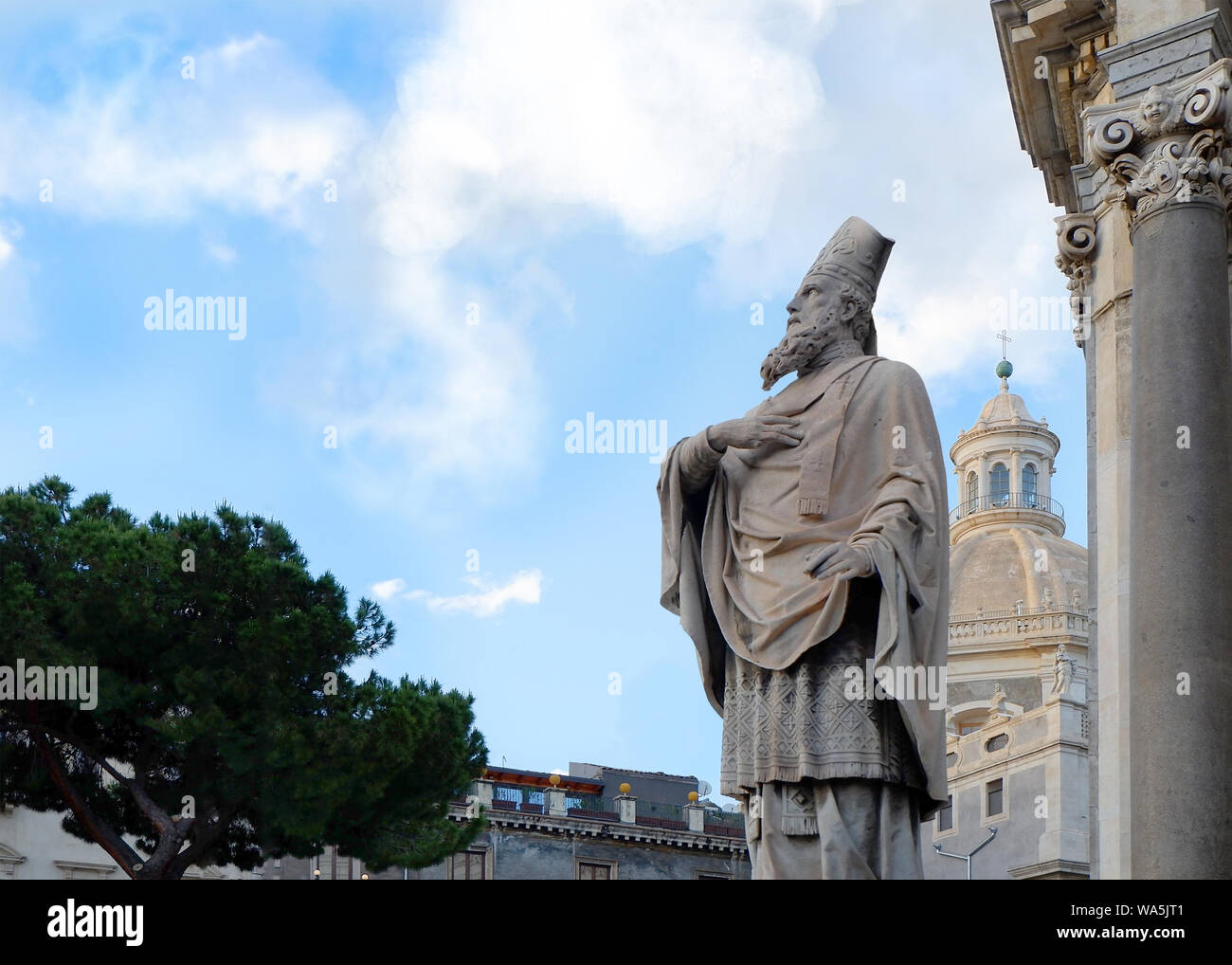 The statue of St. Jacob in front of Basilica di Sant'Agata Stock Photo ...