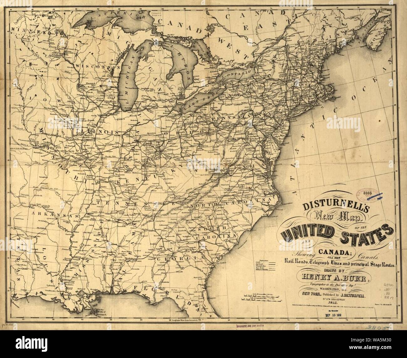 Disturnell's new map of the United States and Canada showing all the ...