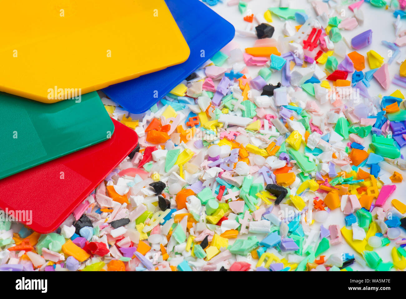 coloured plastic regrind in lab Stock Photo - Alamy