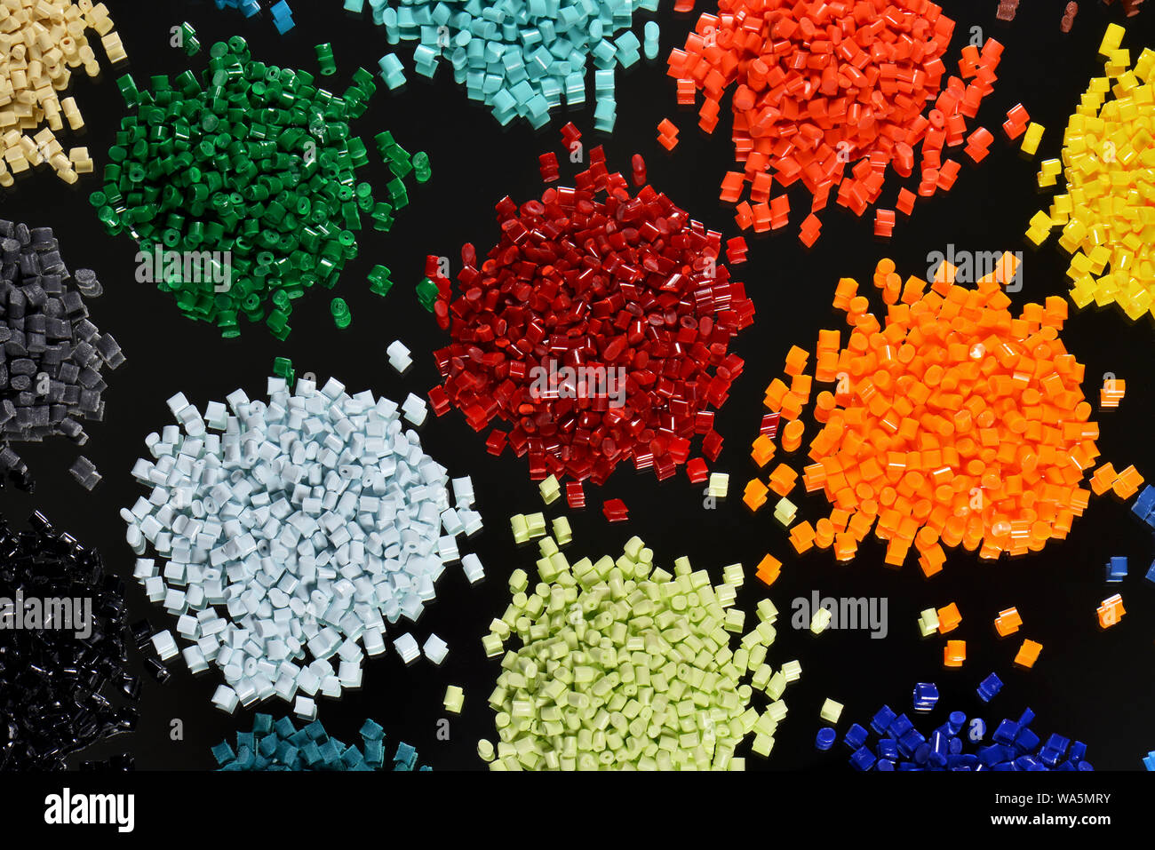 dyed plastic polymer resind granulates in laboratory Stock Photo - Alamy