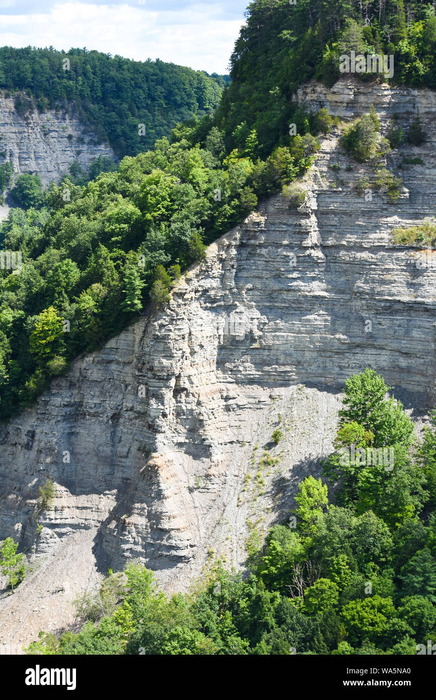 Shear cliffs are on display in the Genesee River Gorge from Letchworth ...