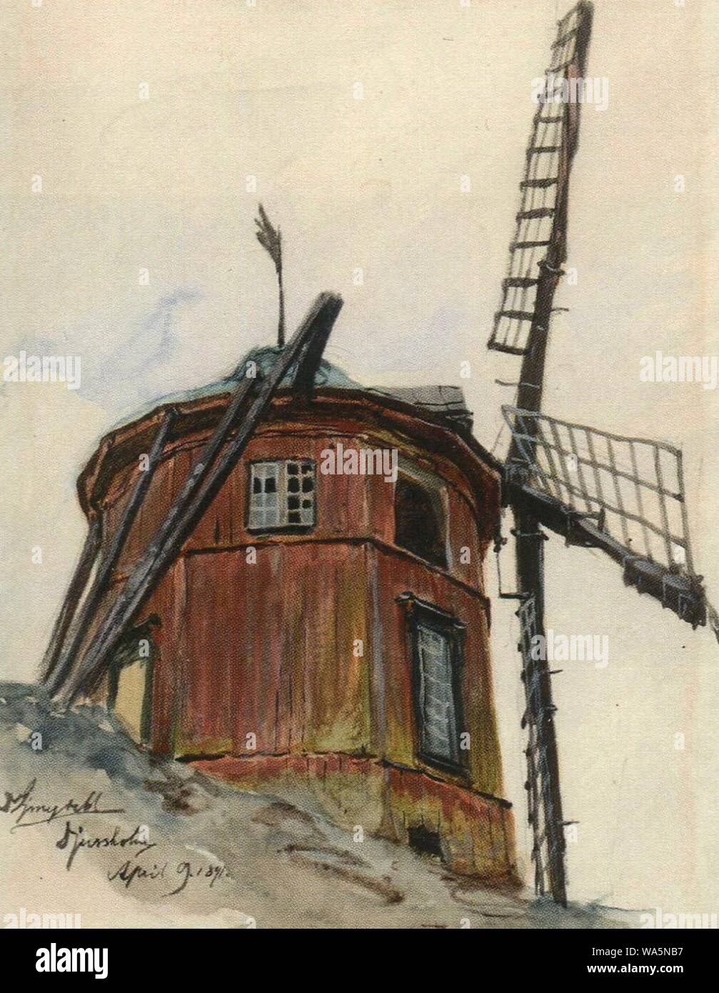 Djursholms slotts väderkvarn 1891 Stock Photo - Alamy